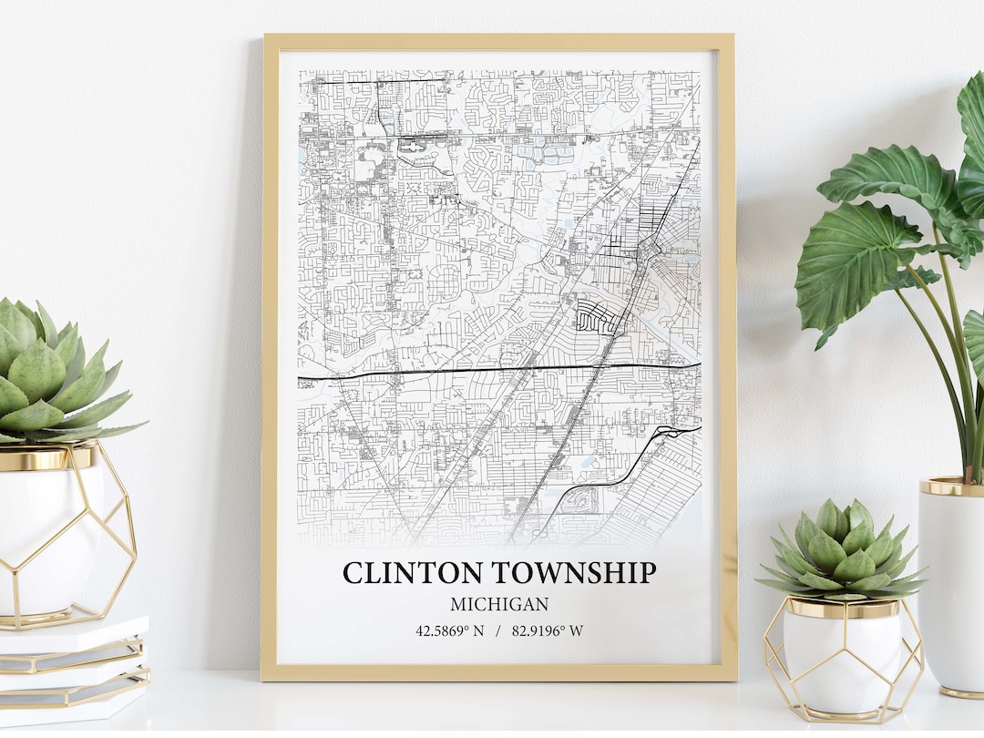 Clinton Township City Map Poster Print Canvas Clinton Township City Map ...