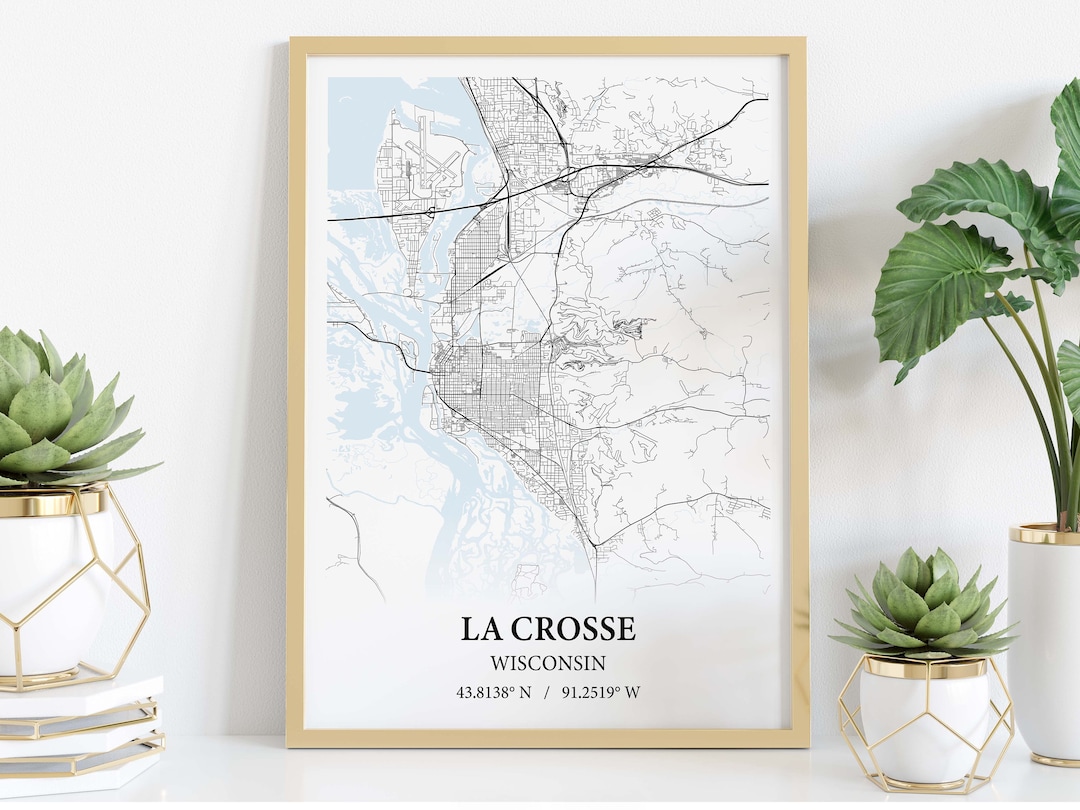 La Crosse Wisconsin City Map Poster Print Canvas , La Crosse City Road ...