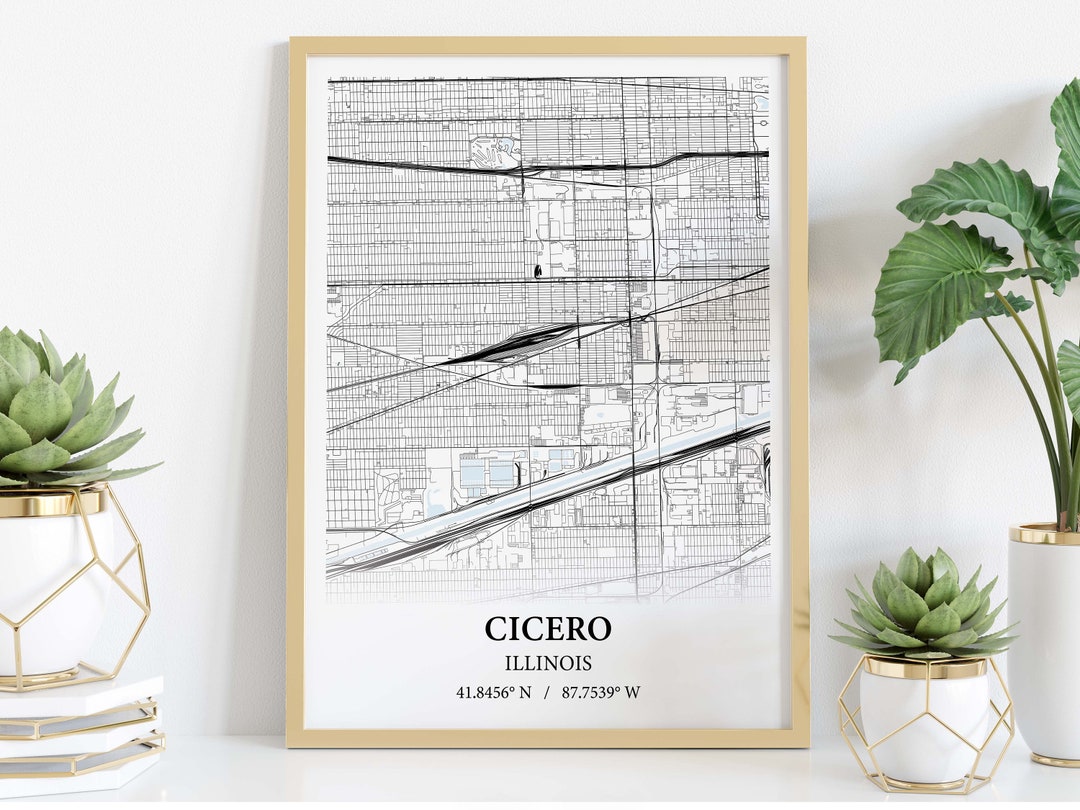 Cicero Illinois City Map Poster Print Canvas , Cicero City Road Map ...