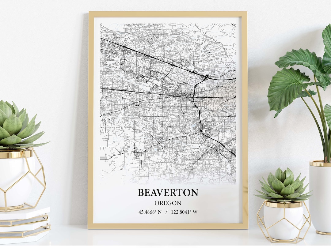Beaverton Oregon City Map Poster Print Canvas , Beaverton City Road Map ...