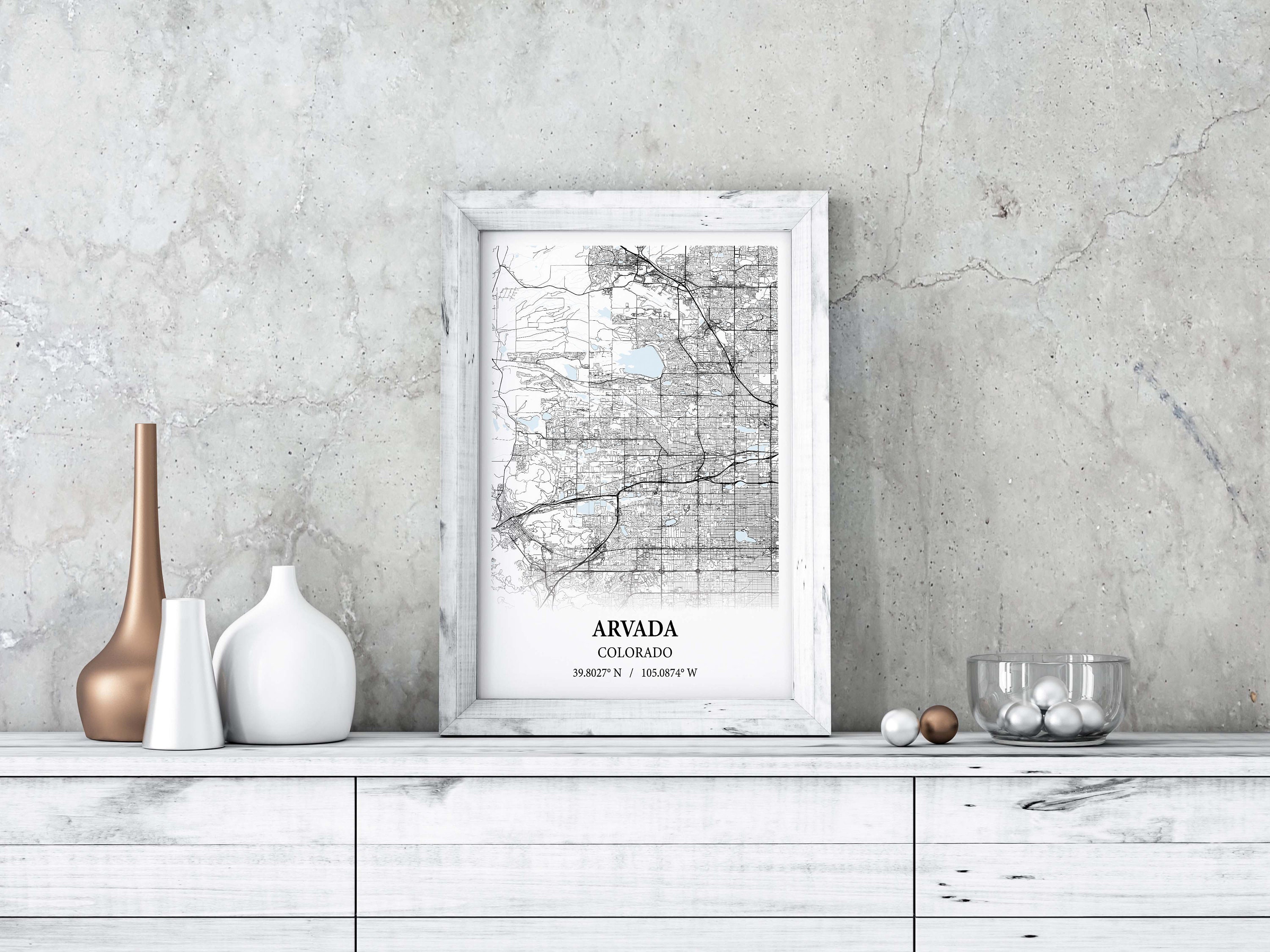 Arvada Colorado City Map Poster Print Canvas , Arvada City Road Map ...