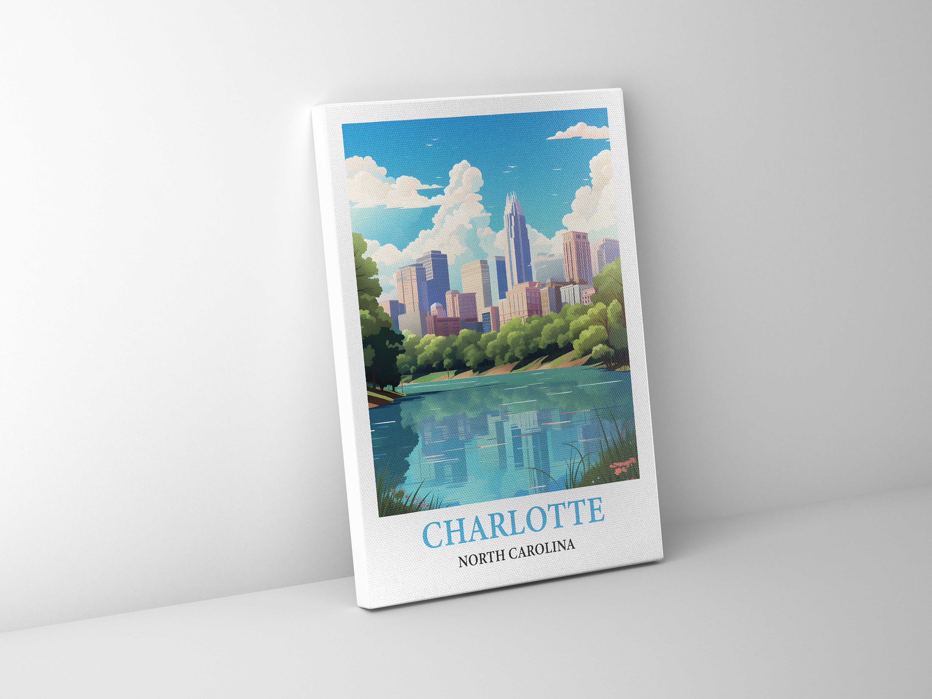 Charlotte North Carolina City Map Poster Charlotte Skyline Art Print ...