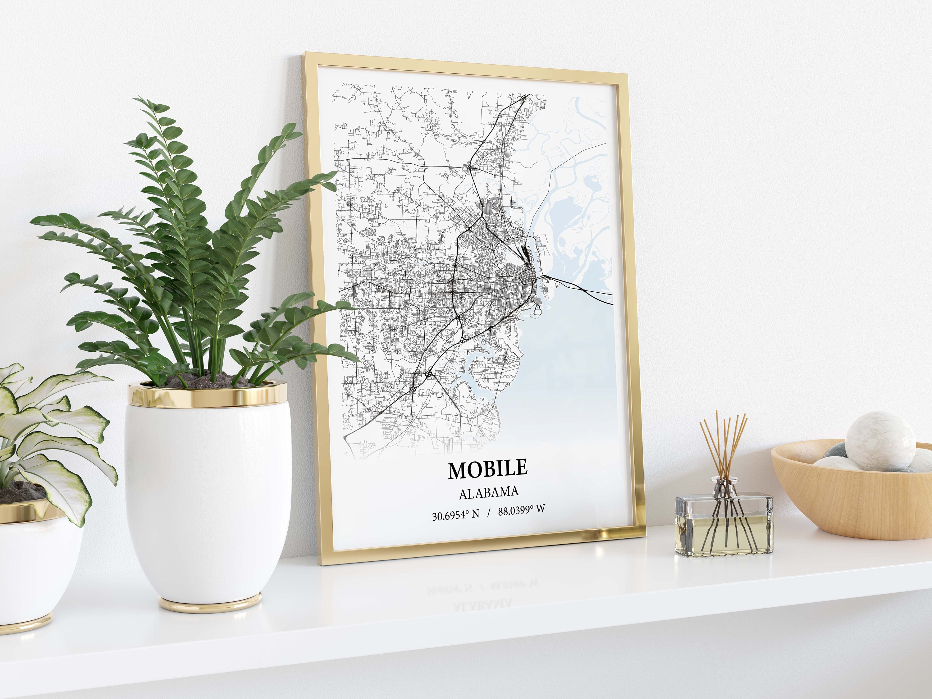 Mobile Alabama City Map Poster Print Canvas Mobile City Road - Etsy