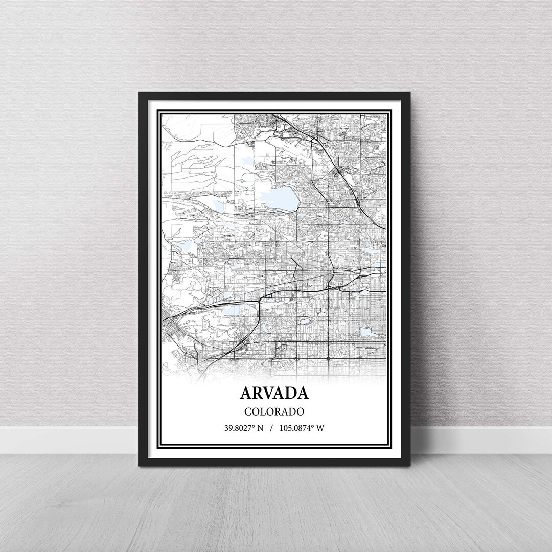 Arvada Colorado Map Poster – Black and White Map Print, Canvas Wall Art ...