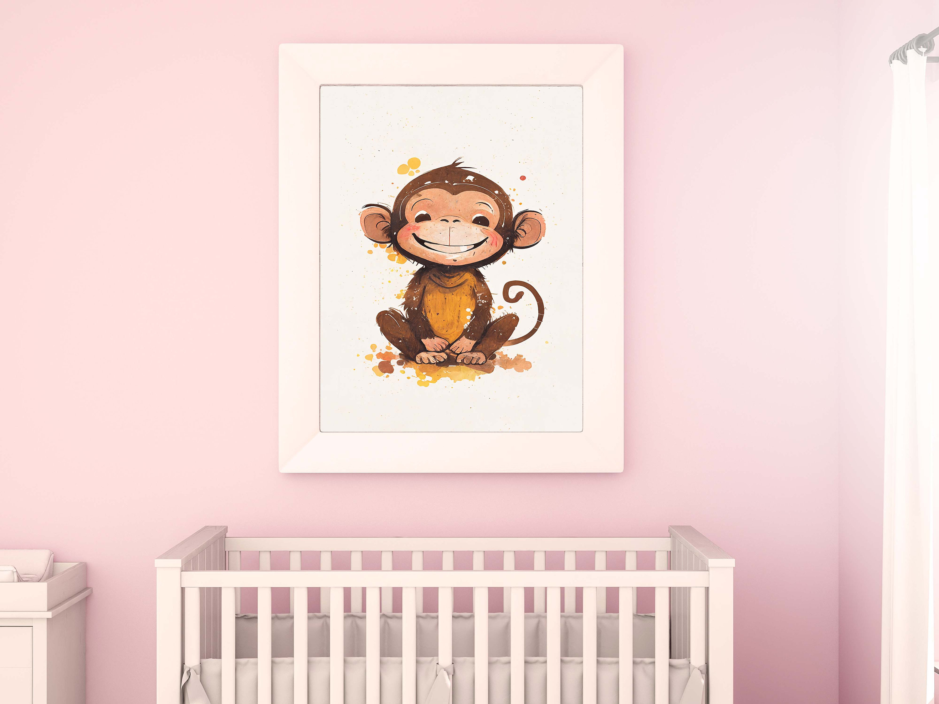 Chimpanzee Monkey Baby Poster Print Nursery , Baby Monkey Wall Art ...