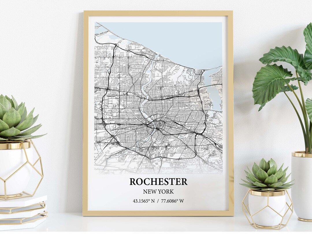 Rochester New York City Map Poster Print Canvas , Rochester City Map ...