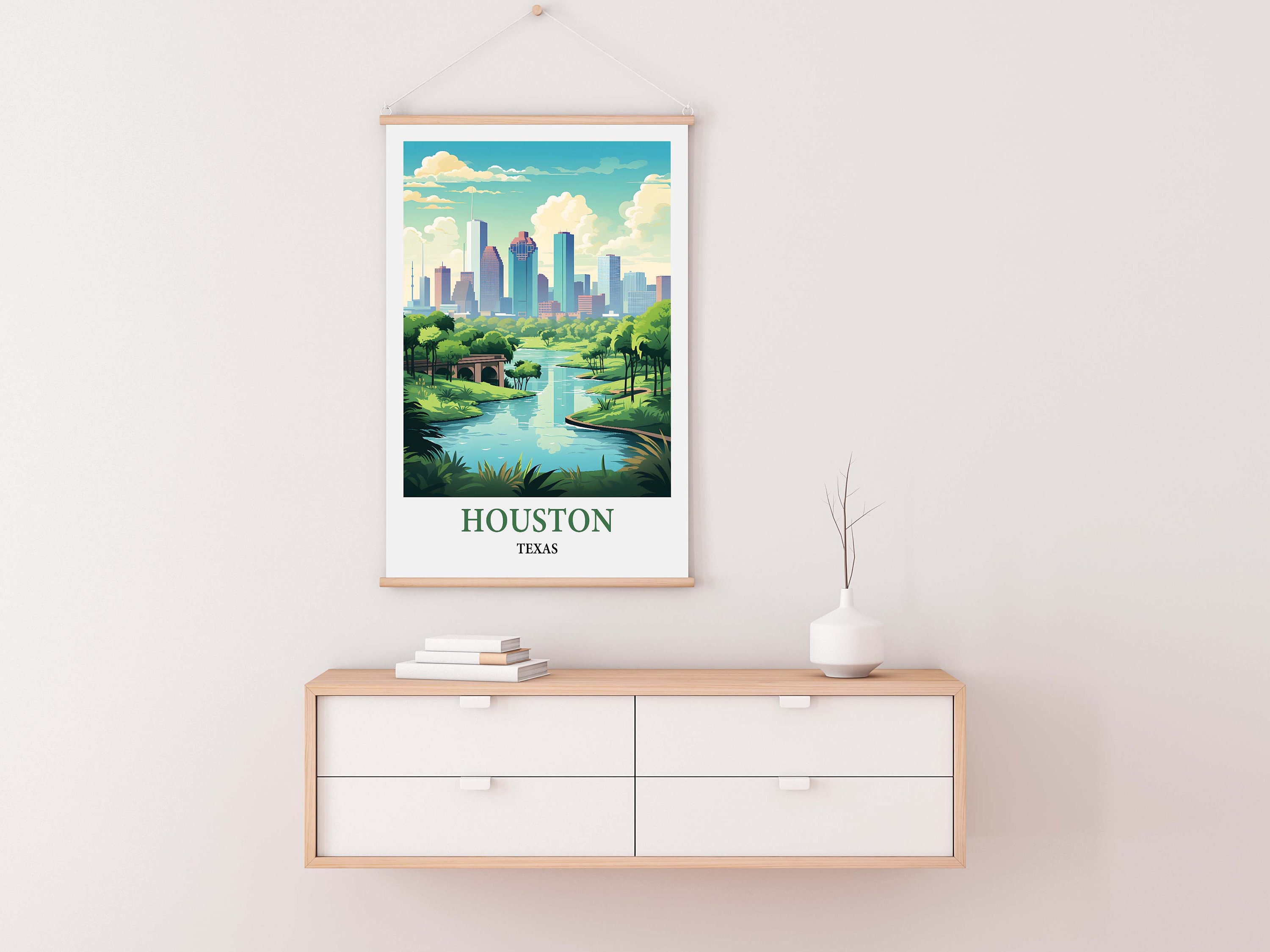 Houston Texas City Map Poster Houston Skyline Art Print Houston Urban ...