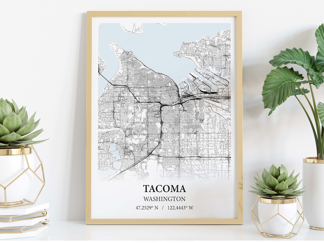 Tacoma Washington City Map Poster Print Canvas , Tacoma City Road Map ...