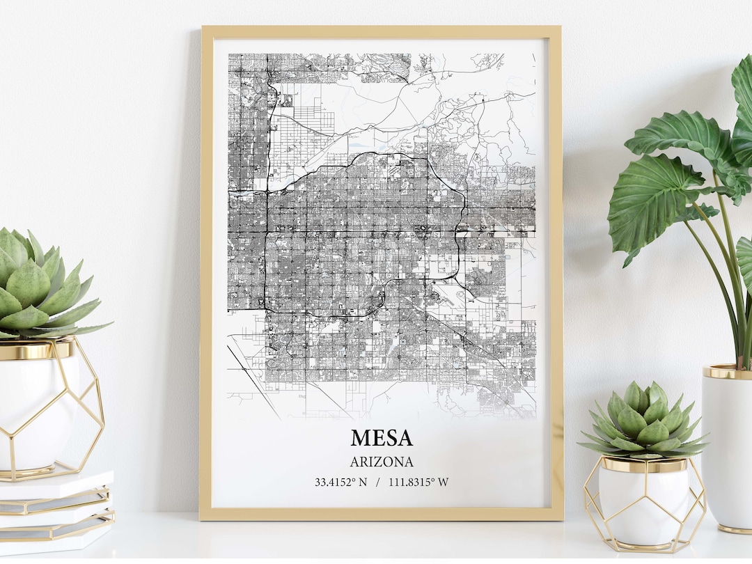 Mesa Arizona City Map Poster Print Canvas , Mesa City Road Map Poster ...