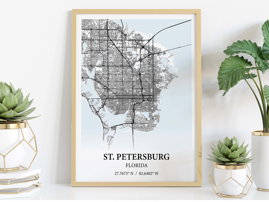 St. Petersburg Florida City Map Poster Print Canvas , St. Petersburg ...