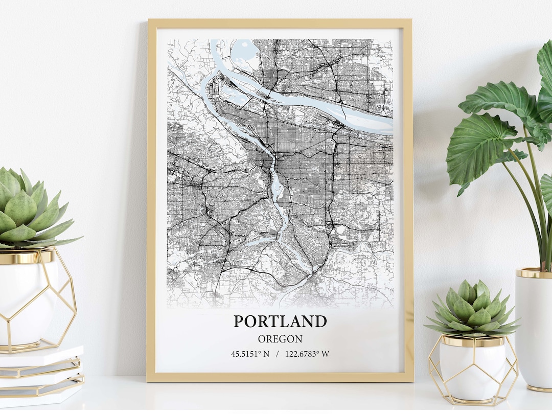 Portland Oregon City Map Poster Print Canvas , Portland City Road Map ...