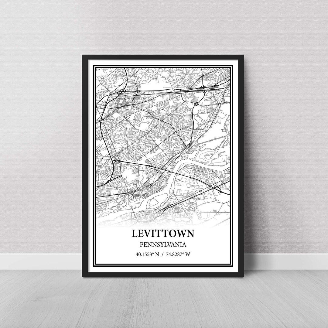 Levittown Pennsylvania Map Poster – Black and White Map Print, Canvas ...