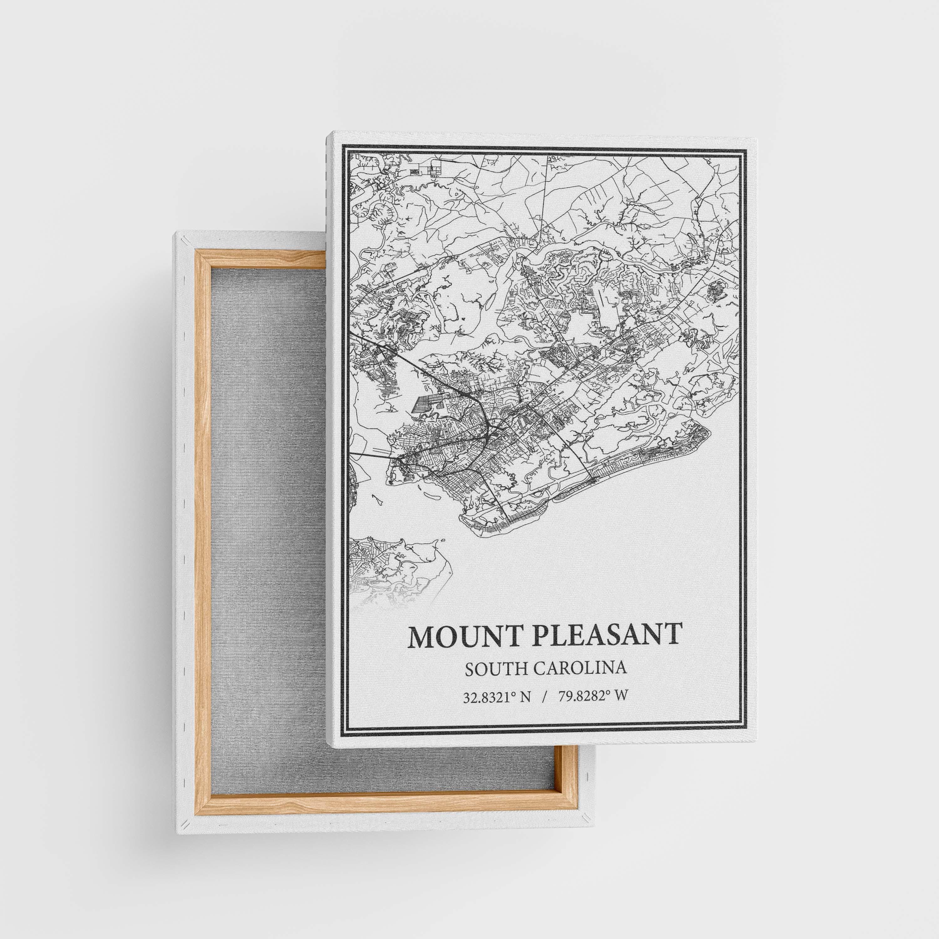 Mount Pleasant South Carolina Map Poster – Black and White Map Print ...