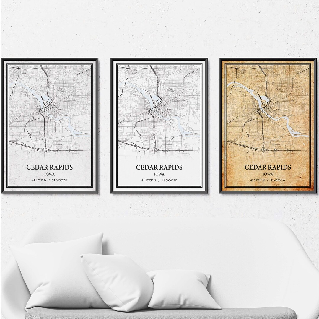 Cedar Rapids City Map Poster - Modern Map of Cedar Rapids, Iowa ...