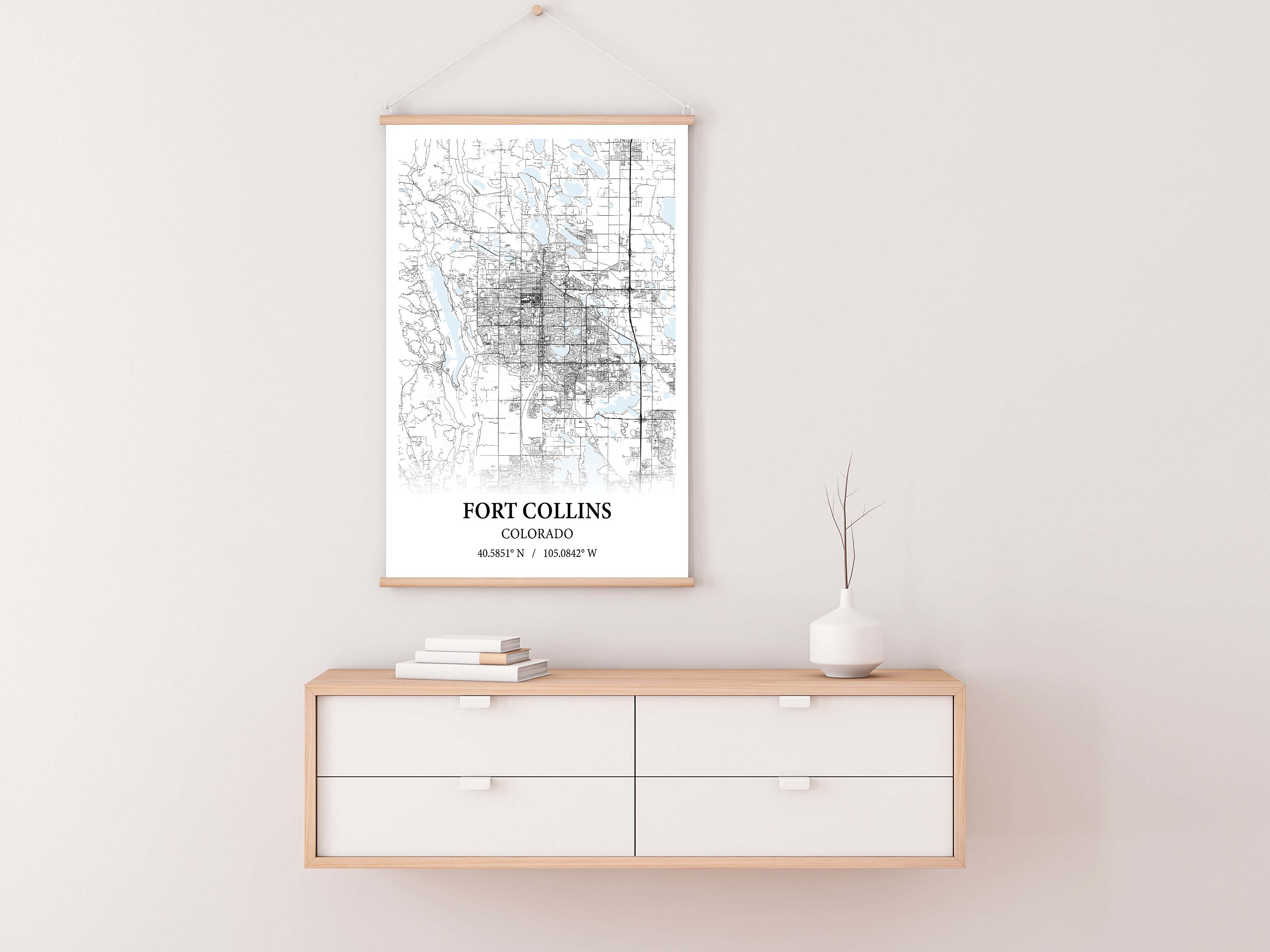 Fort Collins Colorado City Map Poster Print Canvas , Fort Collins City ...