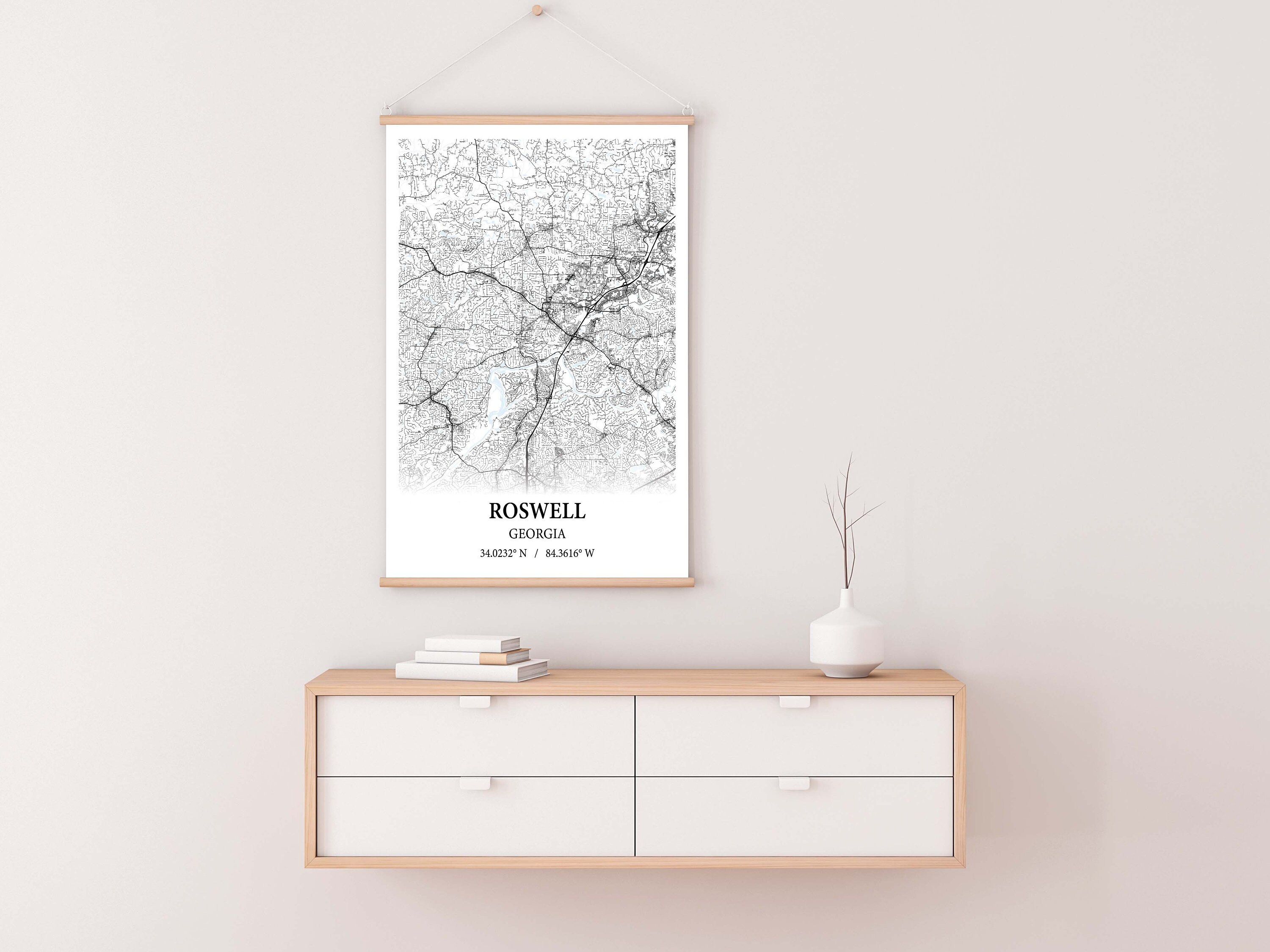 Roswell Georgia City Map Poster Print Canvas , Roswell City Road Map ...
