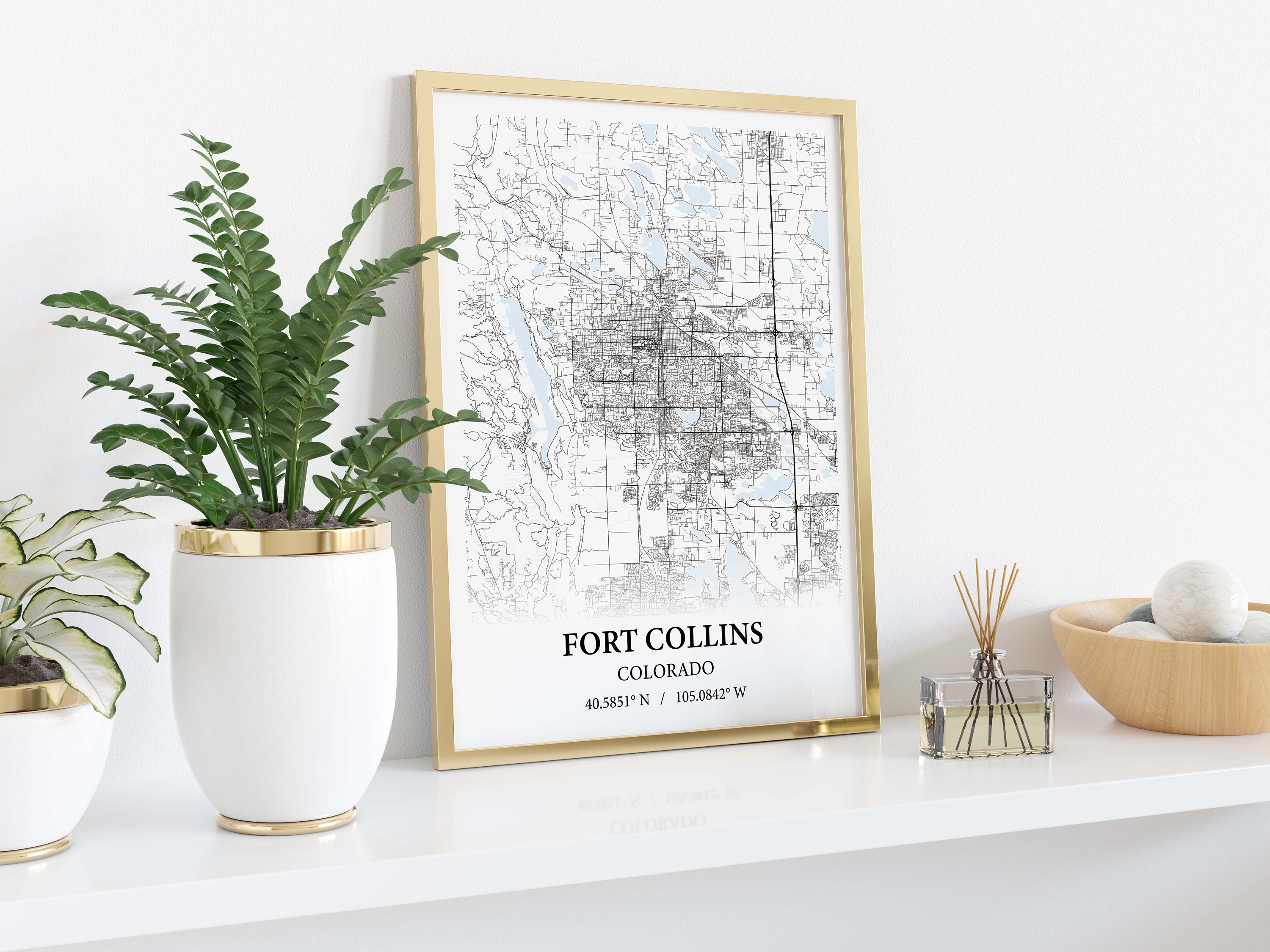 Fort Collins Colorado City Map Poster Print Canvas , Fort Collins City ...