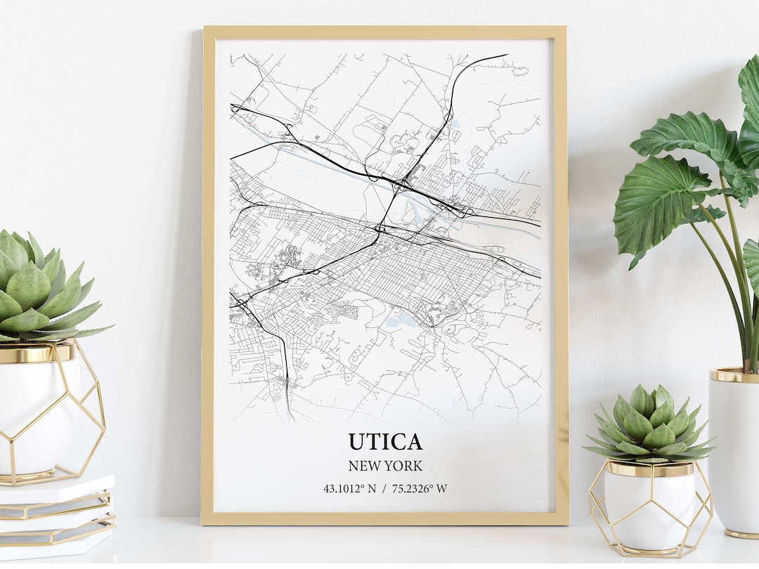 Utica New York City Map Poster Print Canvas , Utica City Map Poster ...