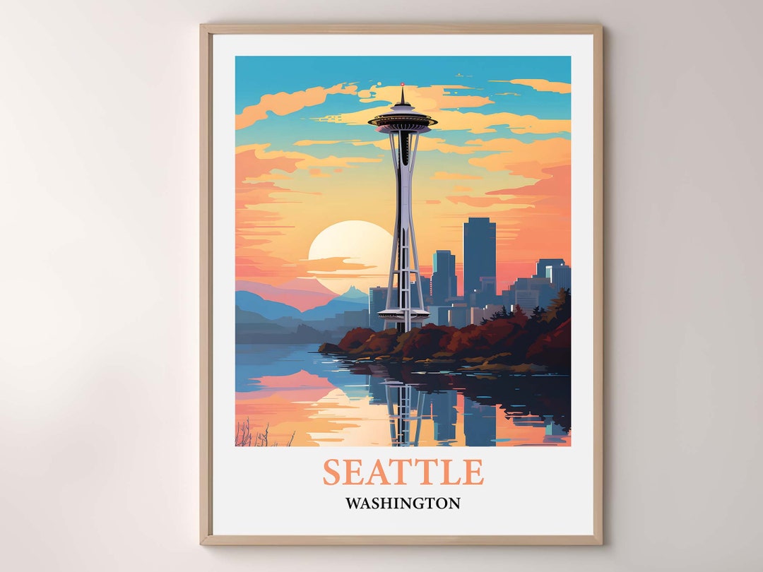 Seattle Washington City Map Poster - Seattle Skyline Art Print ...