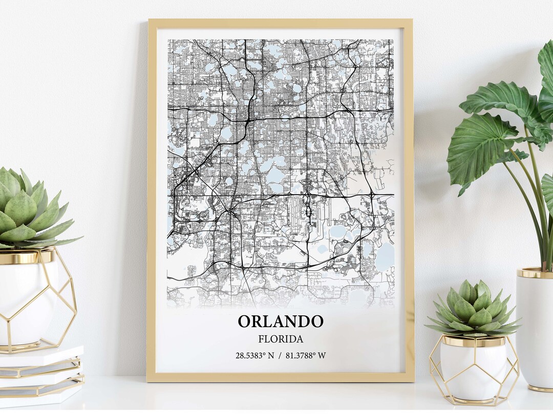 Orlando Florida City Map Poster Print Canvas , Orlando City Map Poster ...