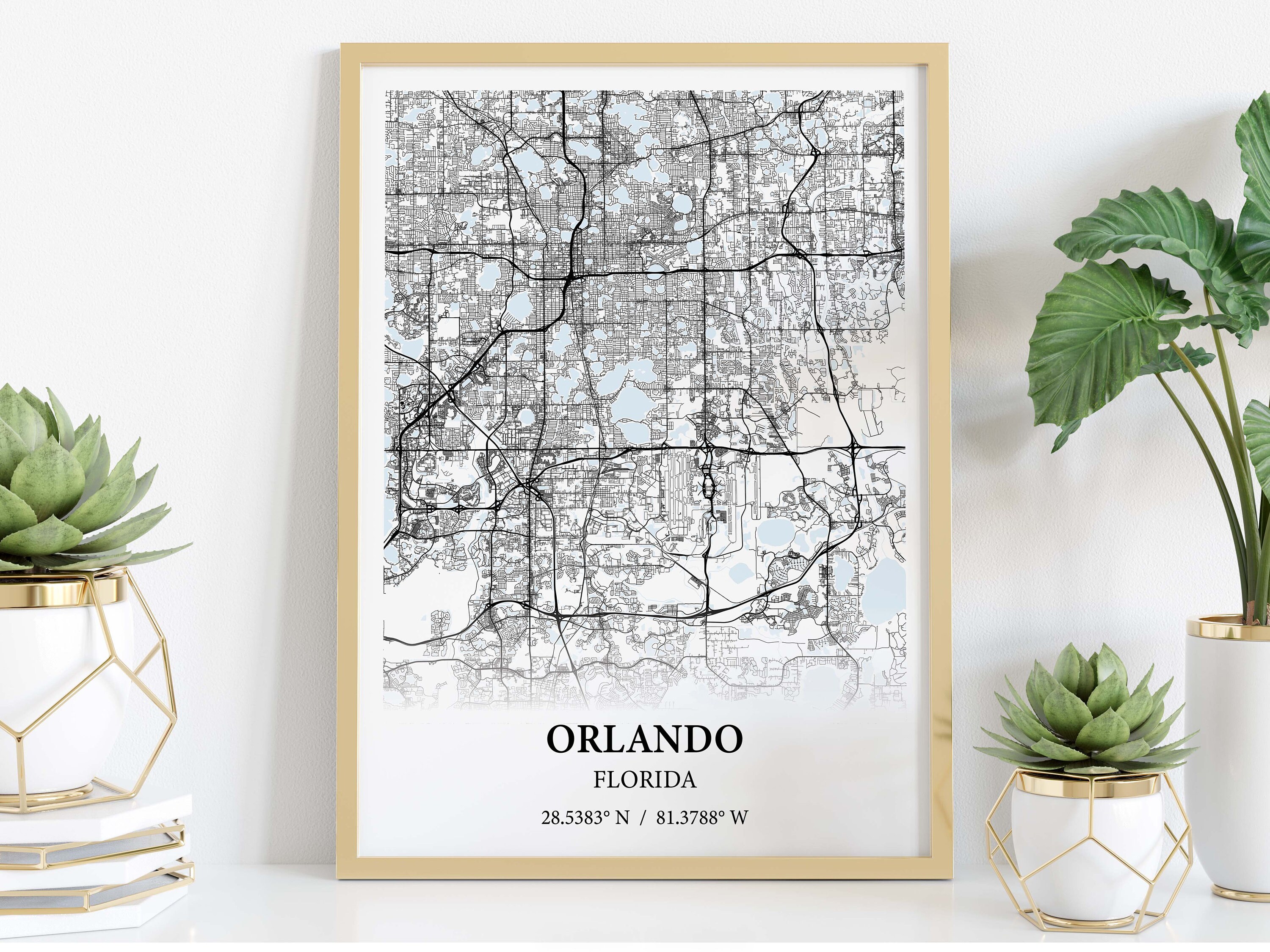 Orlando Florida City Map Poster Print Canvas , Orlando City Map Poster ...