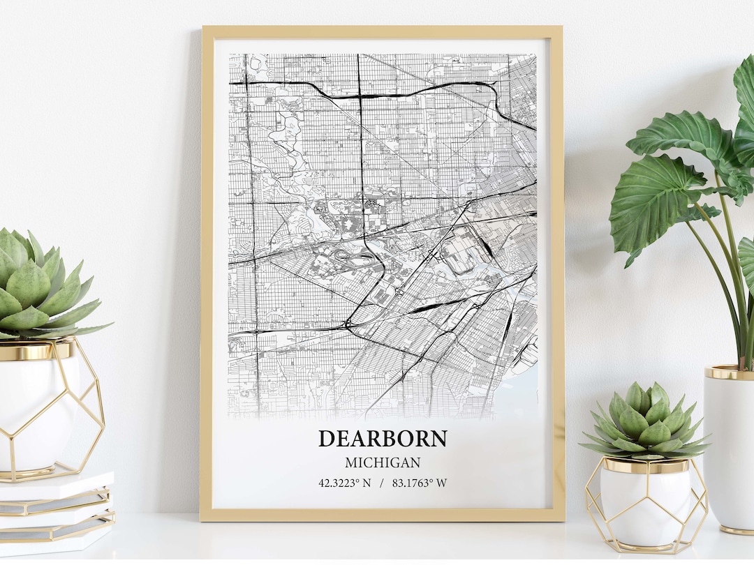 Dearborn Michigan City Map Poster Print Canvas Dearborn City Map Poster ...