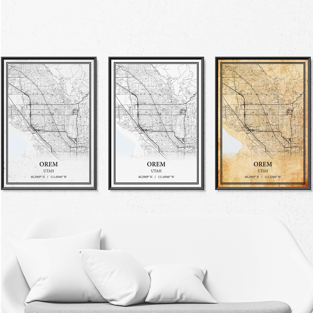Orem Utah Map Poster Gray Vintage, Modern Minimalist, or Vintage ...