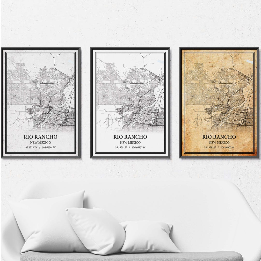 Rio Rancho New Mexico Map Poster Print Canvas, Modern or Vintage Road ...
