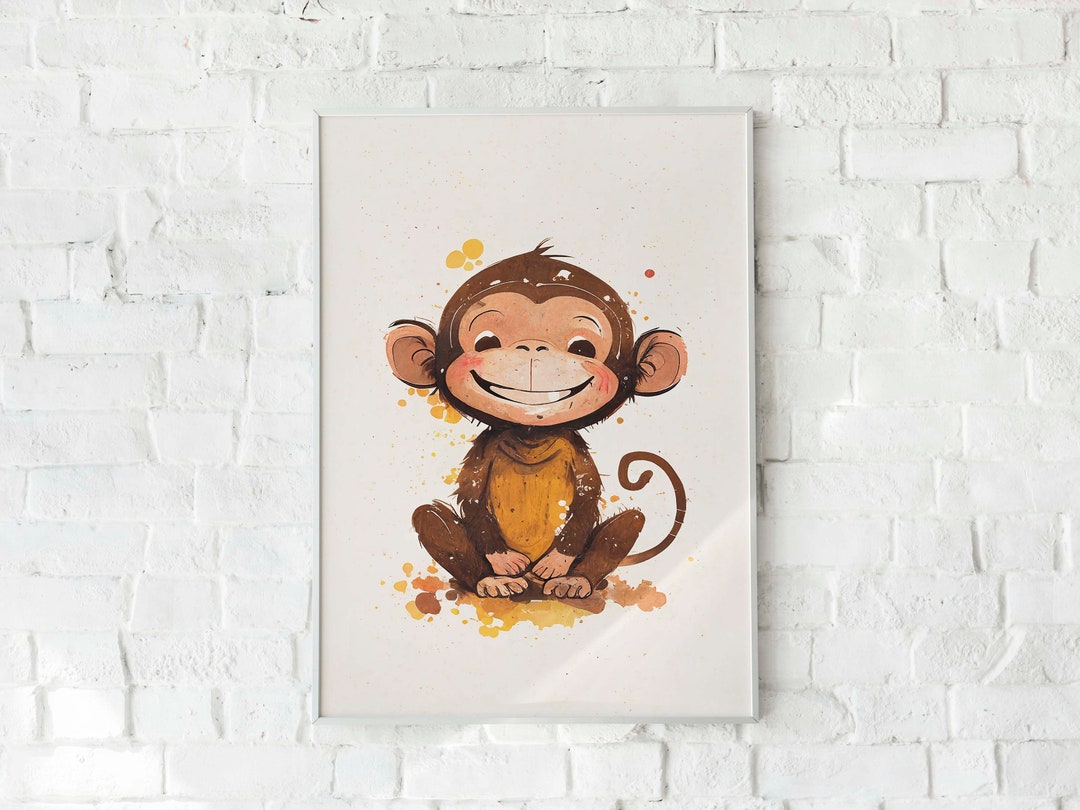 Chimpanzee Monkey Baby Poster Print Nursery , Baby Monkey Wall Art ...