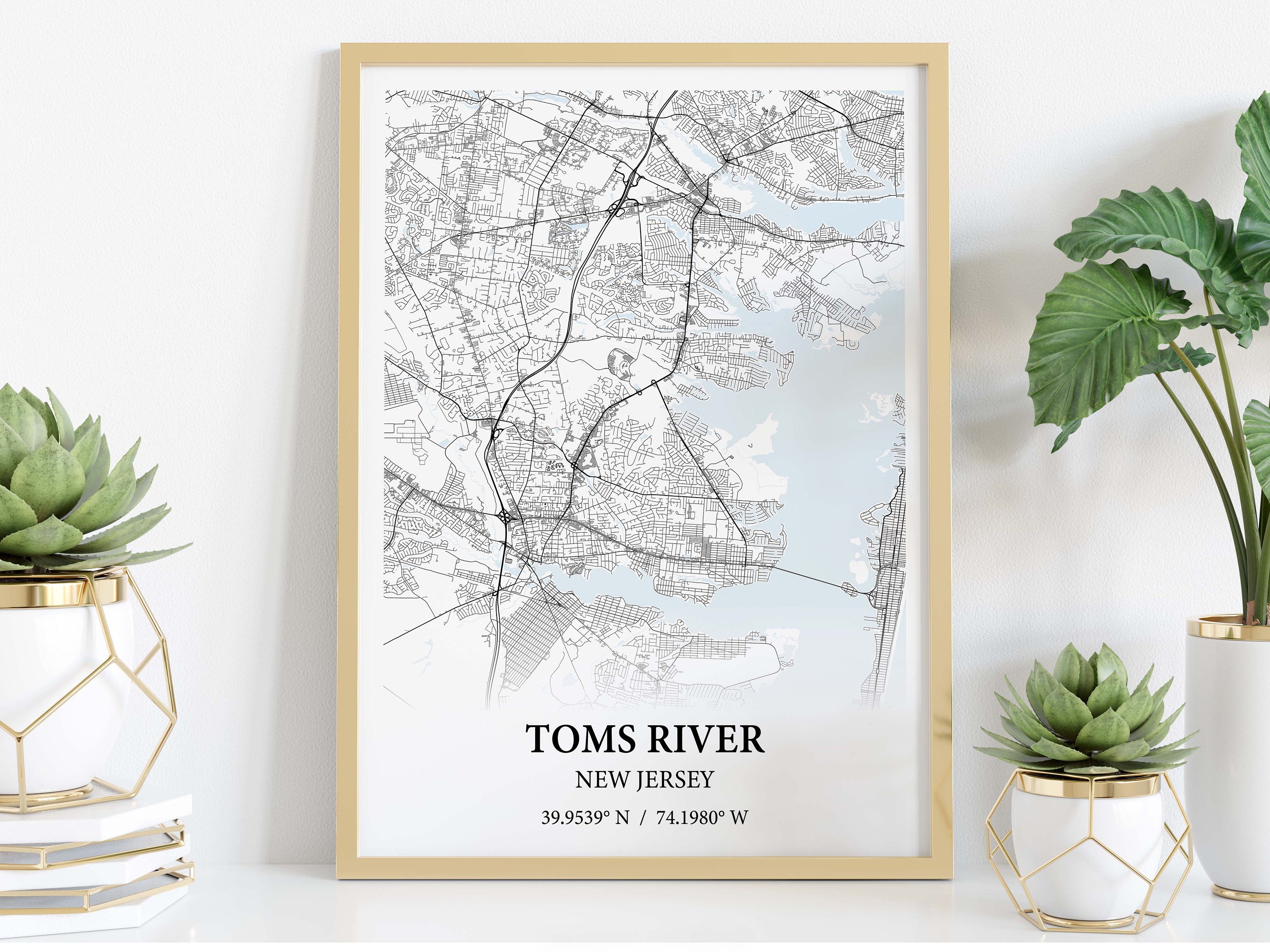 Toms River New Jersey City Map Poster Print Canvas , Toms River City ...