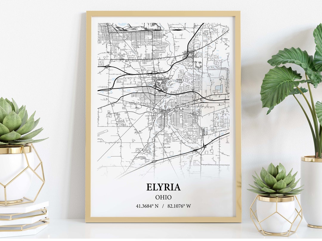 Elyria City Map Poster Print Canvas Elyria Ohio City Map Poster Canvas ...