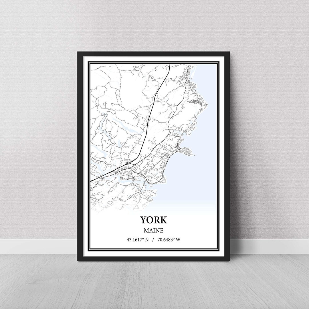 York, Maine Map Poster – Black and White Map Print, Canvas Wall Art - Etsy