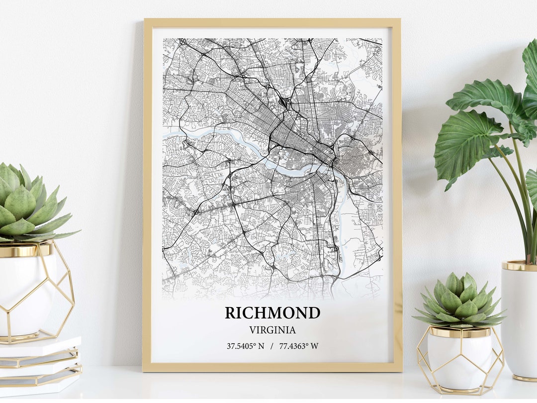 Richmond Virginia City Map Poster Print Canvas , Richmond City Road Map ...