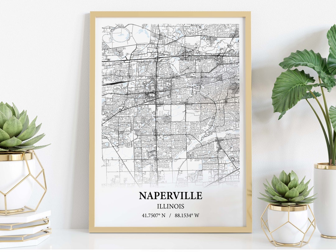 Naperville Illinois City Map Poster Print Canvas , Naperville City Road ...