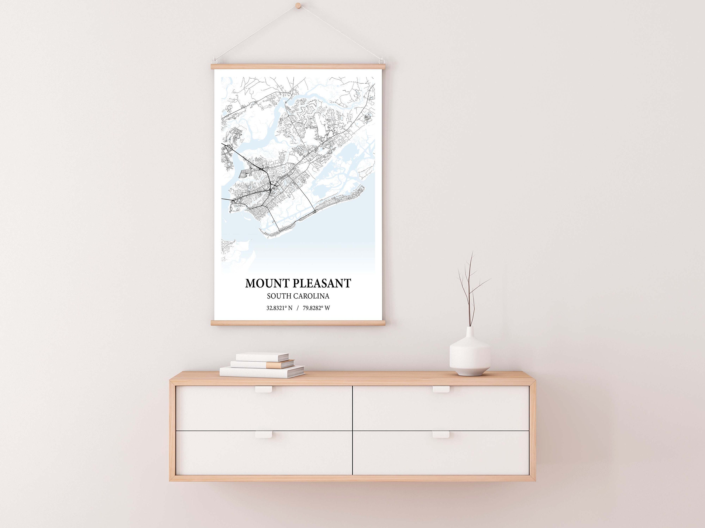 Mount Pleasant South Carolina City Map Poster Print Canvas , Mount ...