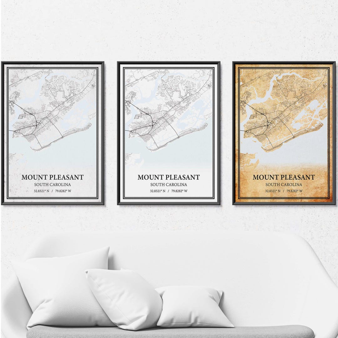 Mount Pleasant South Carolina Map Poster Print Canvas, Modern or ...