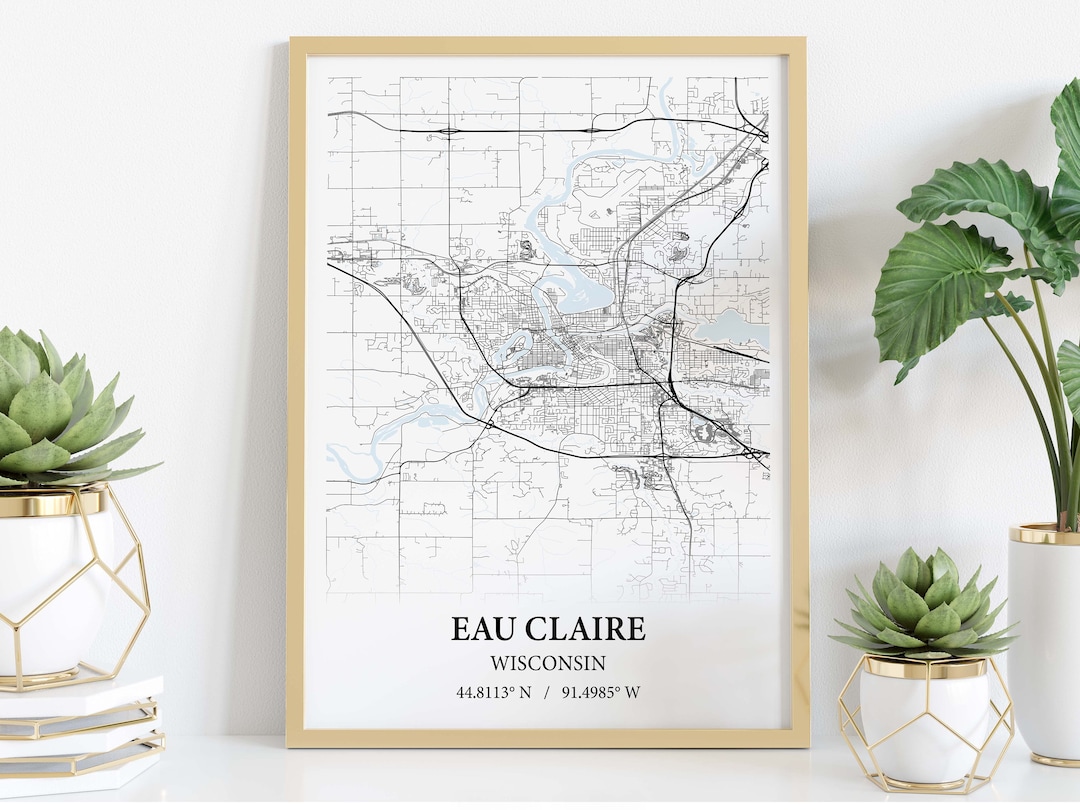 Eau Claire Wisconsin City Map Poster Print Canvas , Eau Claire City ...