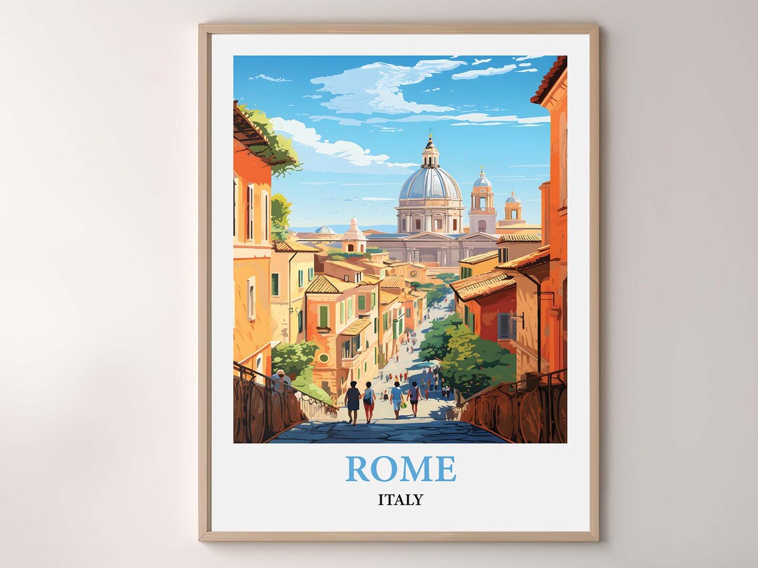 Rome Italy Travel Poster, Rome Wall Art Print, Rome Skyline Cityscape ...