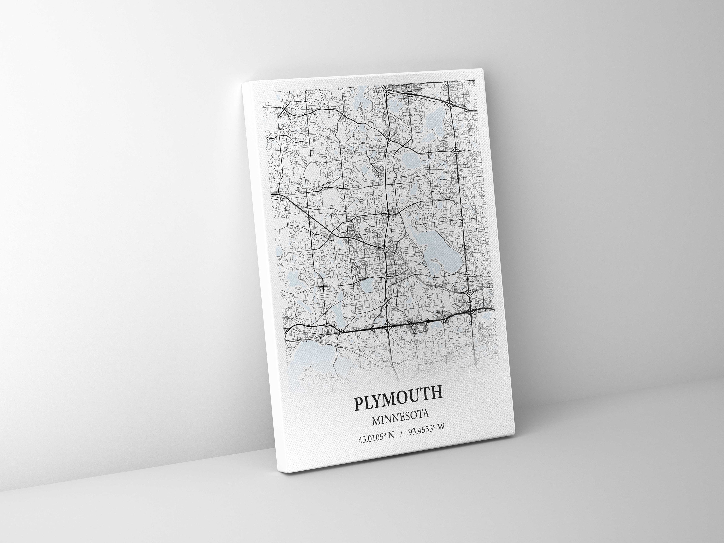 Plymouth Minnesota City Map Poster Print Canvas , Plymouth City Map ...