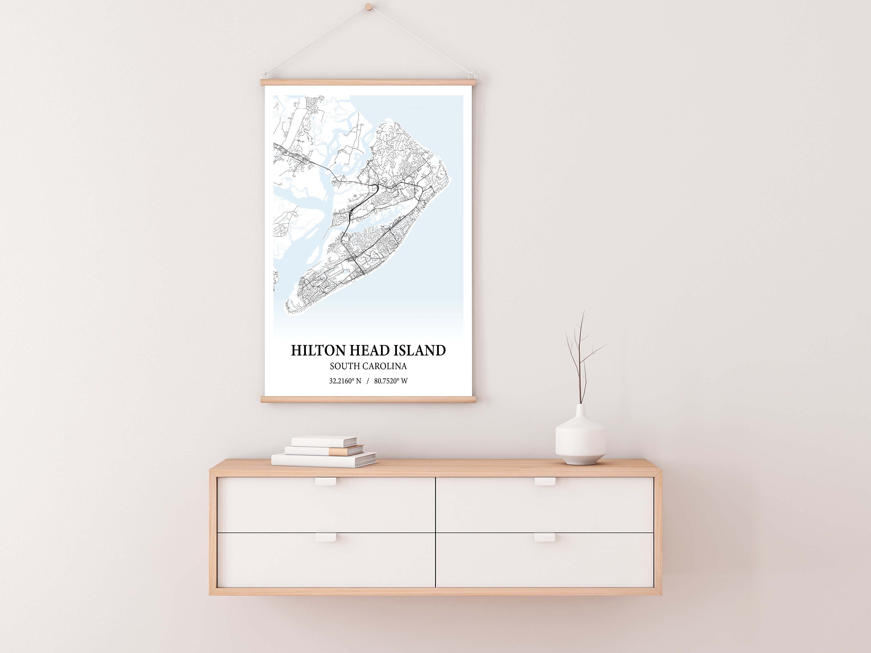 Hilton Head Island South Carolina City Map Poster Print Canvas , Hilton ...