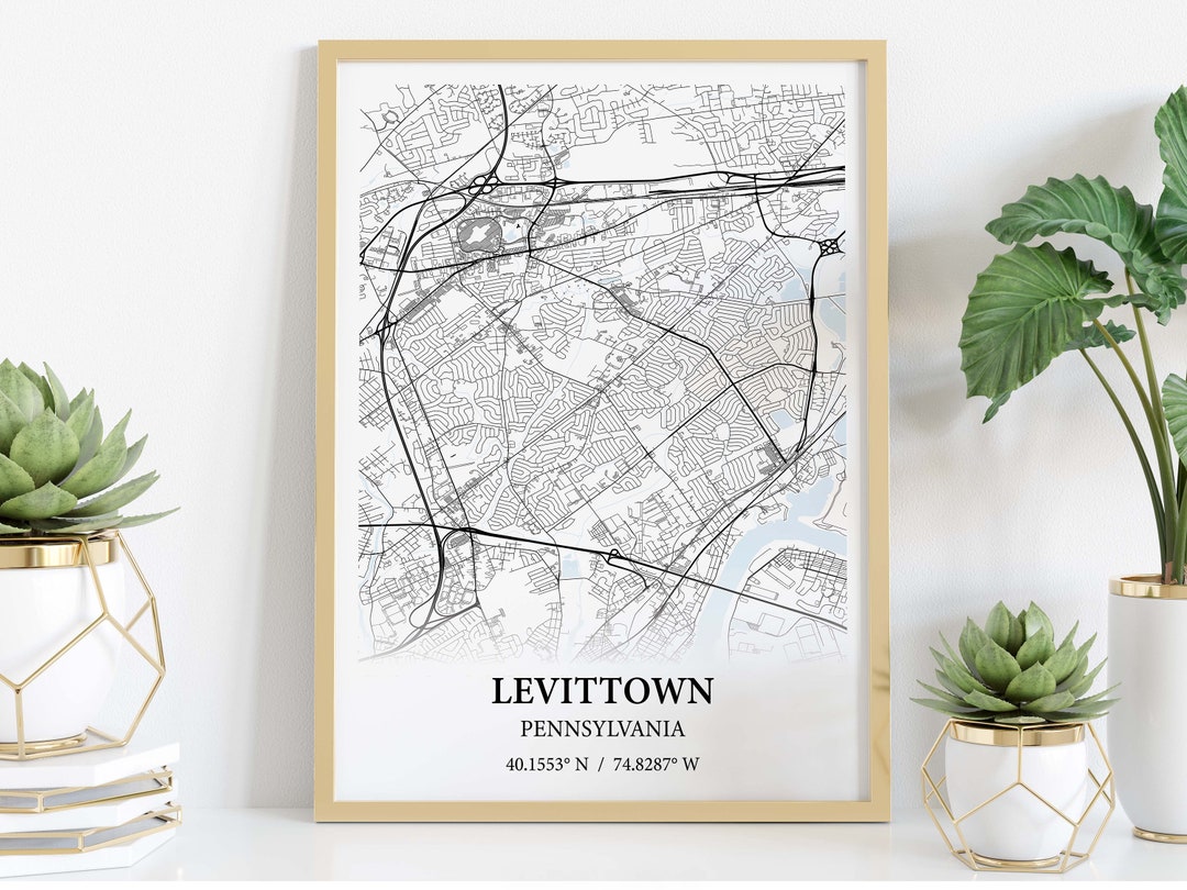 Levittown Pennsylvania City Map Poster Print Canvas , Levittown City ...