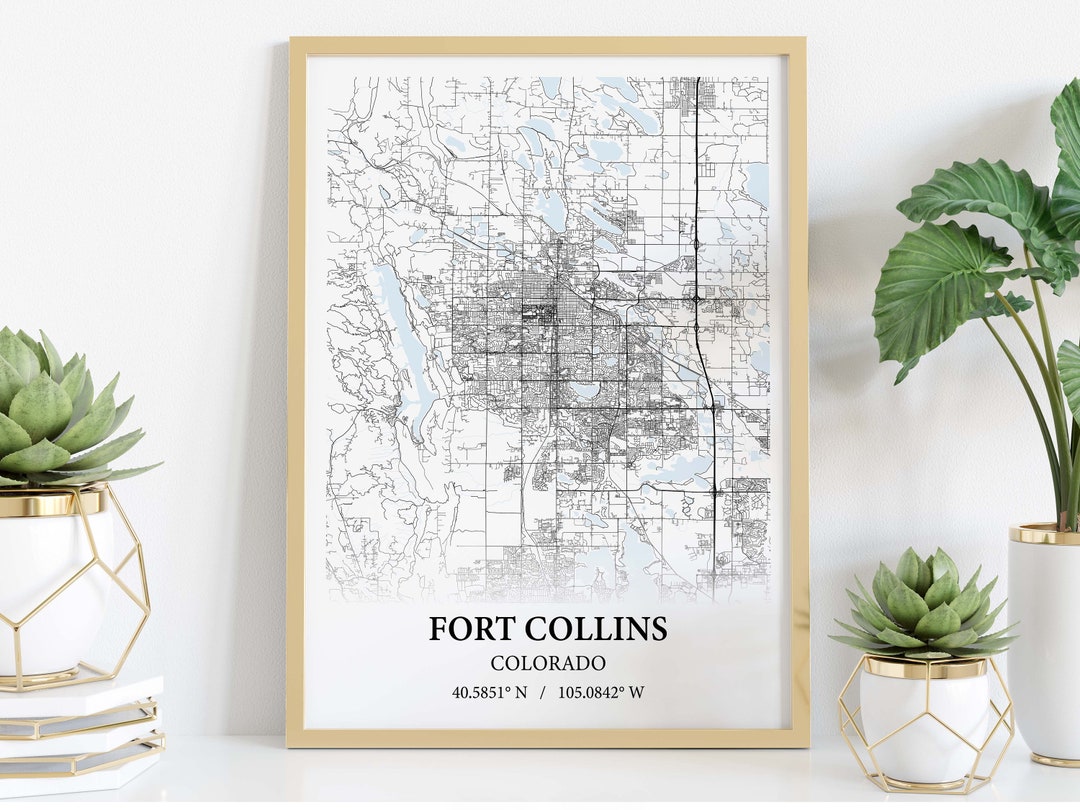 Fort Collins Colorado City Map Poster Print Canvas , Fort Collins City ...