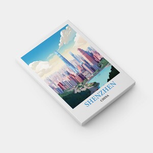 Shenzhen China Travel Poster, Shenzhen Skyline Wall Art Print, Futian ...