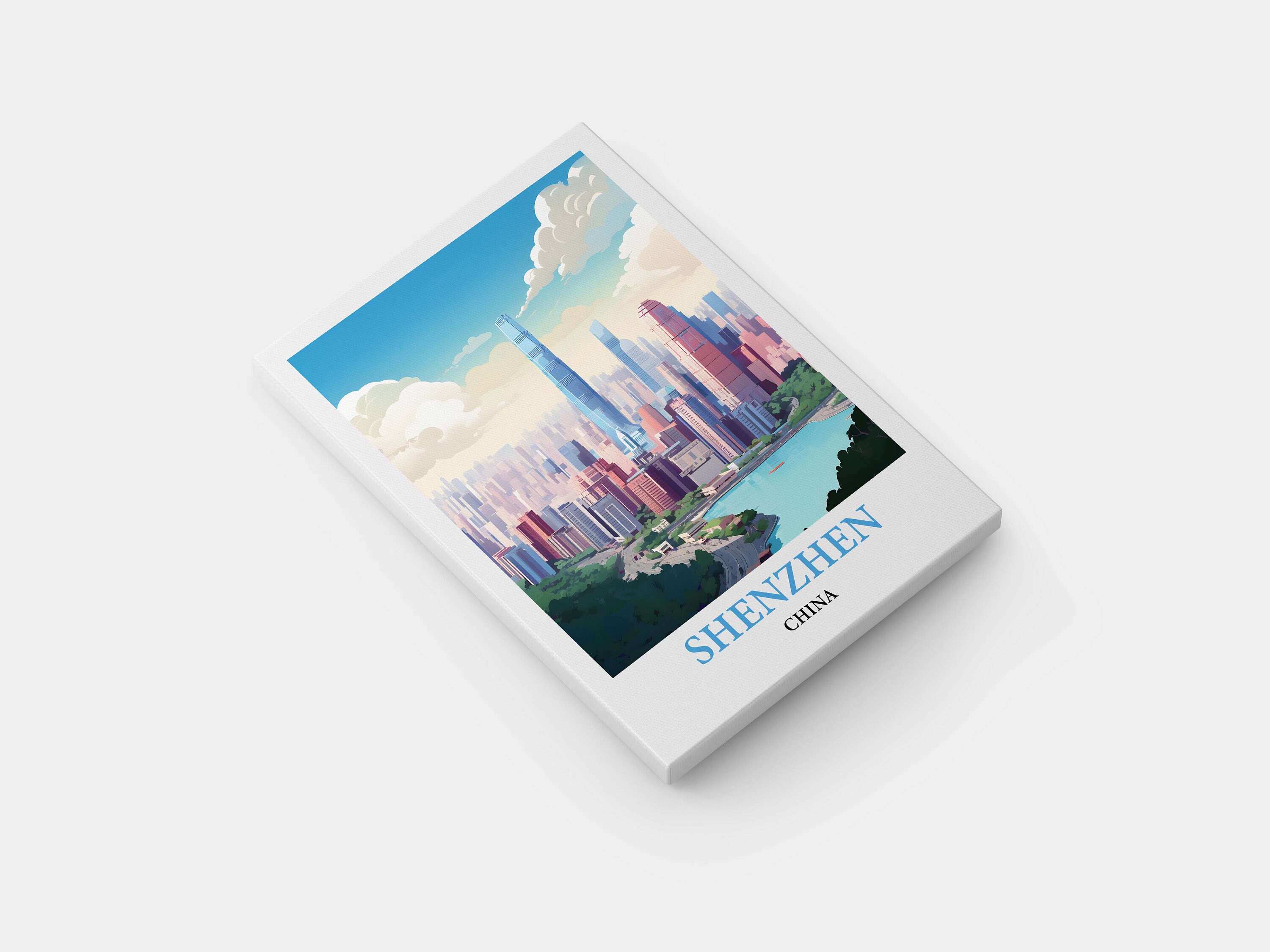 Shenzhen China Travel Poster, Shenzhen Skyline Wall Art Print, Futian ...