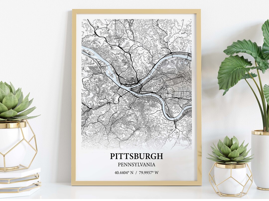 Pittsburgh Pennsylvania City Map Poster Print Canvas , Pittsburgh City ...