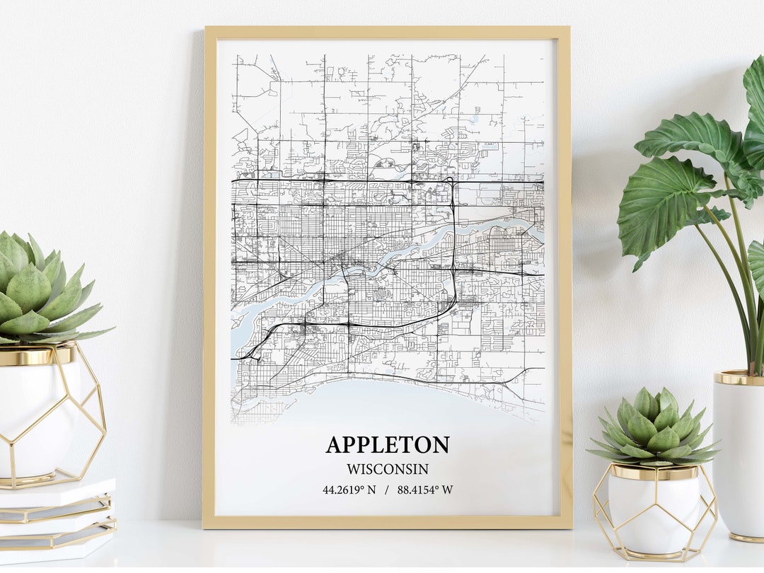 Appleton Wisconsin City Map Poster Print Canvas , Appleton City Road ...
