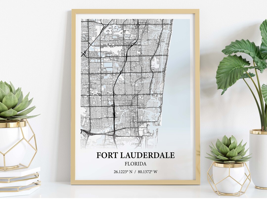 Fort Lauderdale Florida City Map Poster Print Canvas , Fort Lauderdale ...