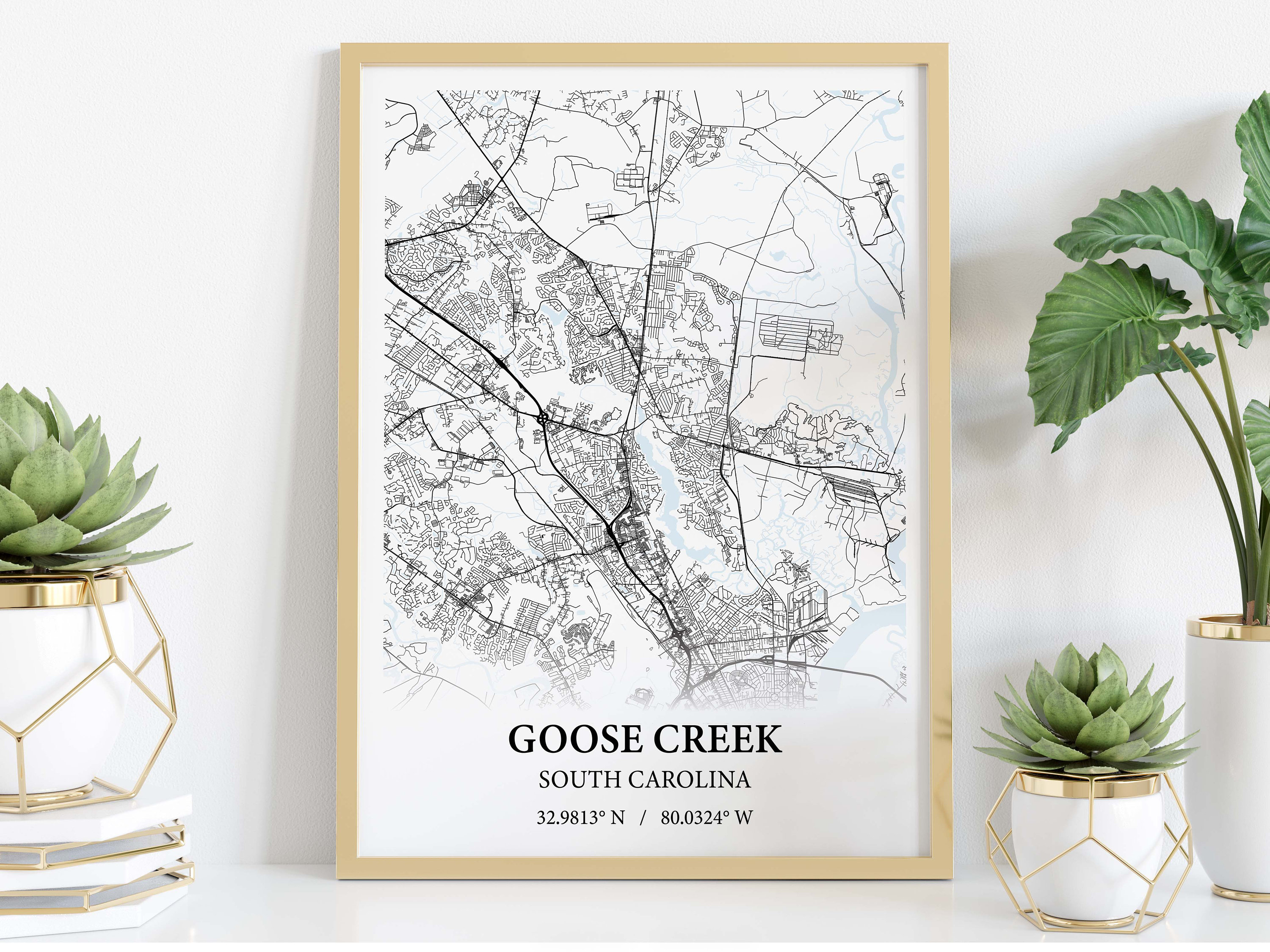 Goose Creek South Carolina City Map Poster Print Canvas , Goose Creek ...