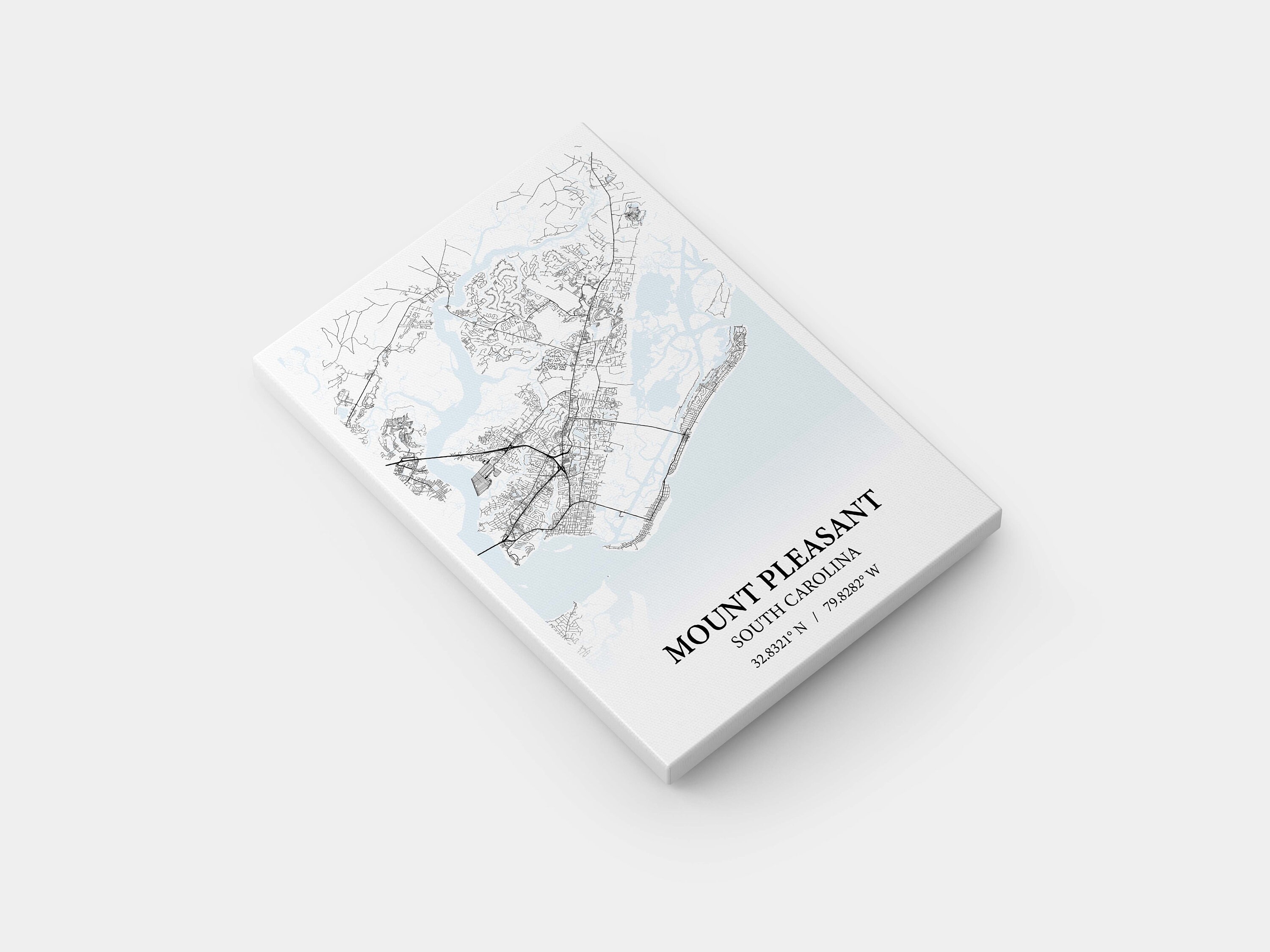 Mount Pleasant South Carolina City Map Poster Print Canvas , Mount ...