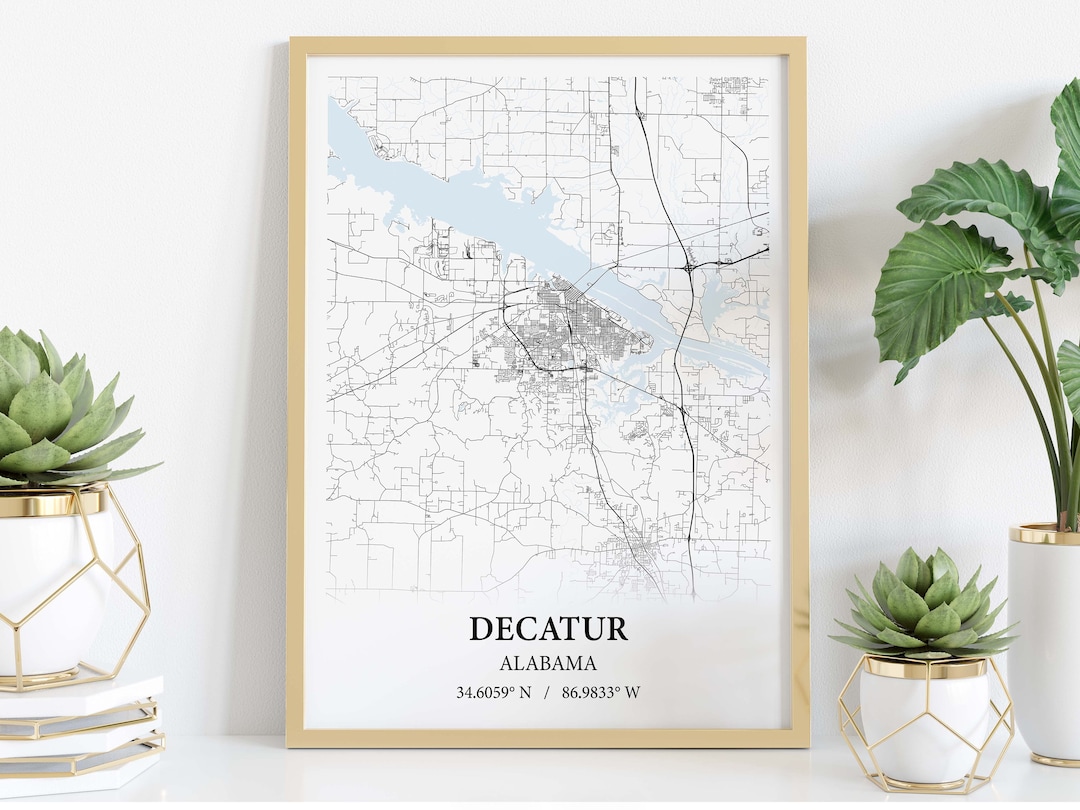 Decatur Alabama City Map Poster Print Canvas , Decatur City Road Map ...